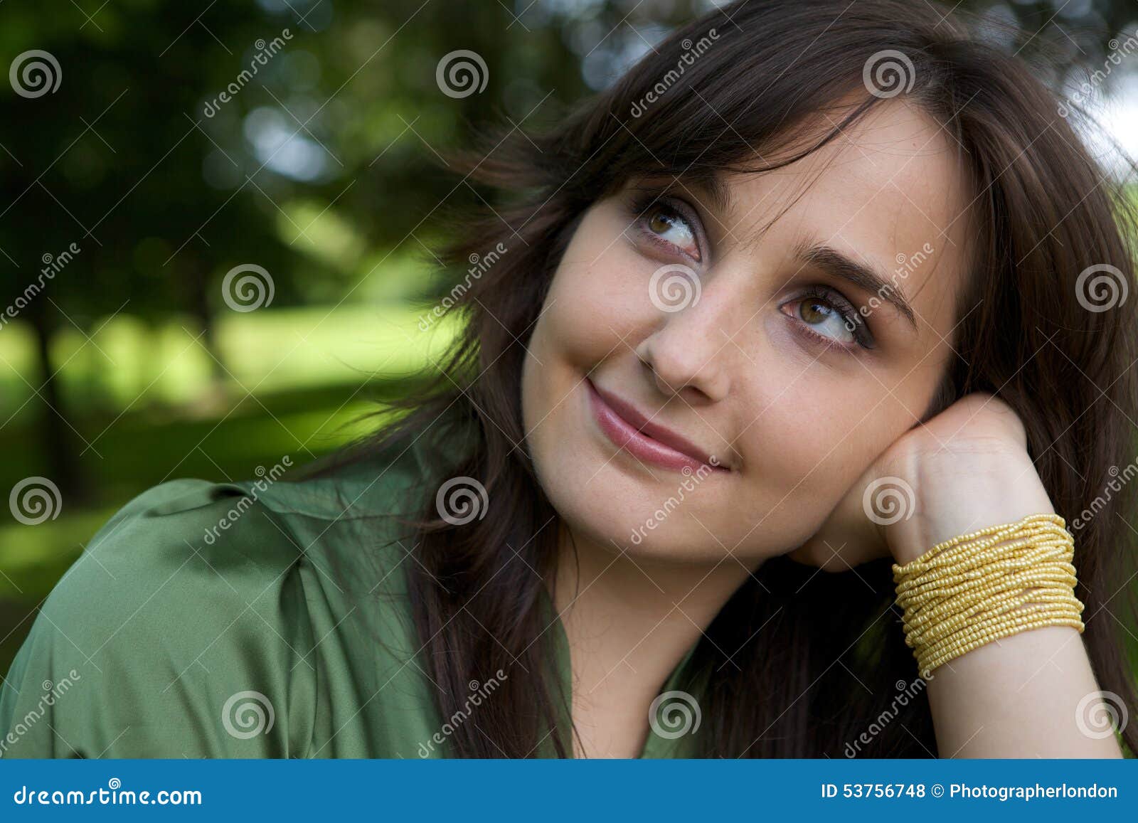 Close-up of Young Woman Contemplating Stock Photo - Image of looking ...