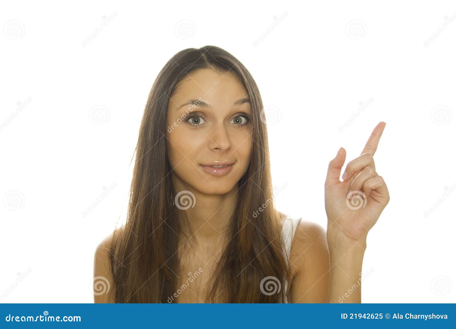 Close-up of a Young Woman Pointing Stock Image - Image of attractive ...