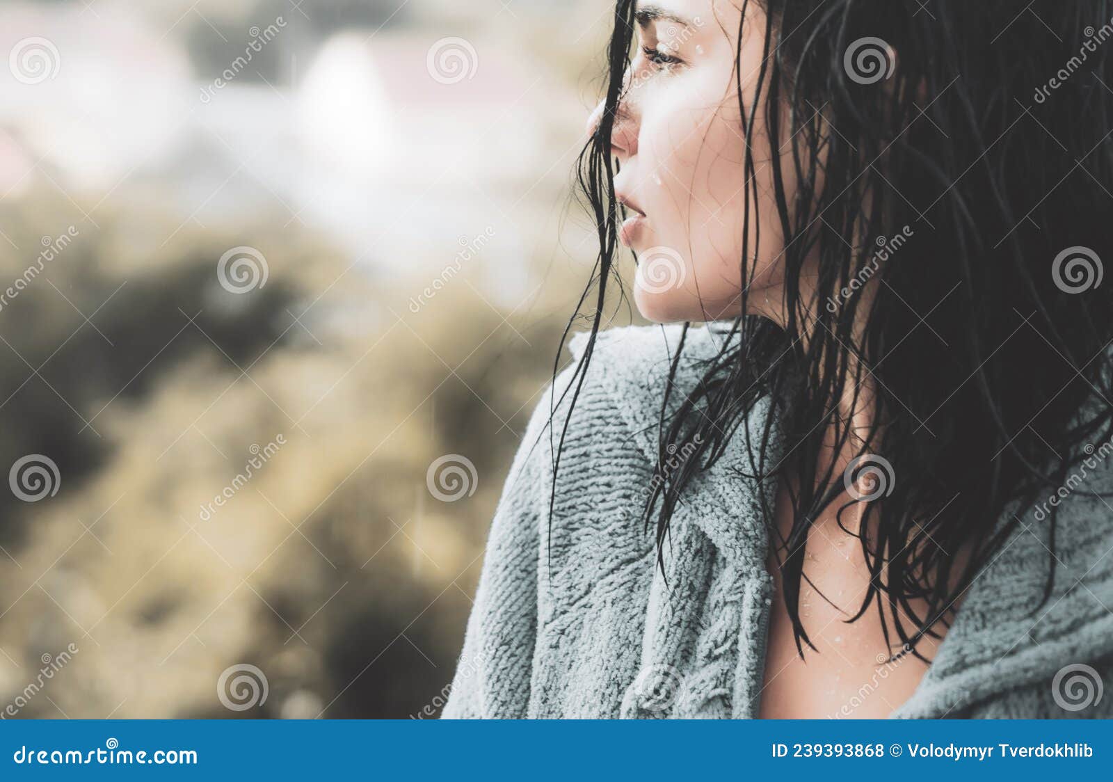 Close-up of Young Woman with Problems Crying, Looking Out. Stock Photo ...