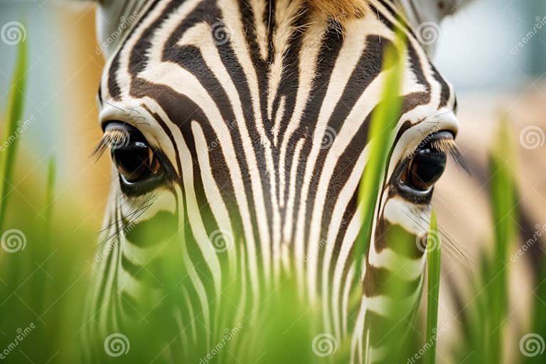 Close-up Zebra Muzzle in Greenery Stock Illustration - Illustration of ...