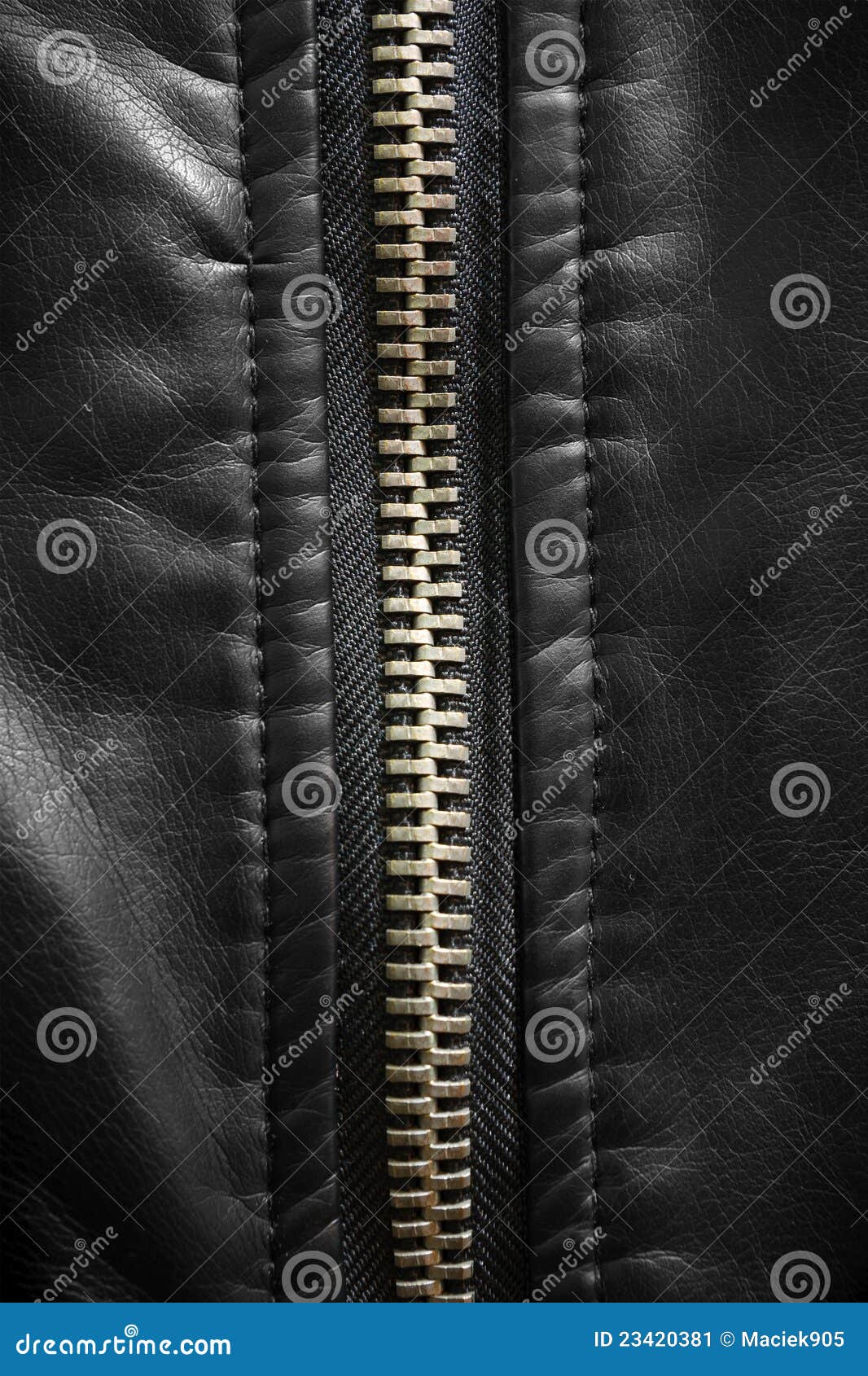 Close up of zip on leather stock image. Image of abstract - 23420381