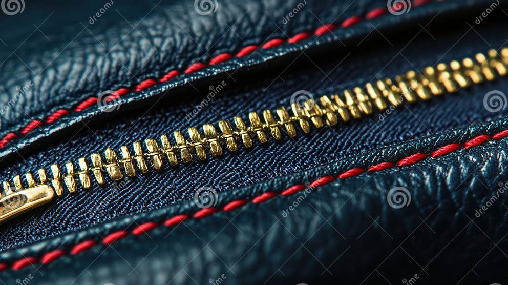 A Close Up of a Zipper on the Inside of an Item, AI Stock Photo - Image ...