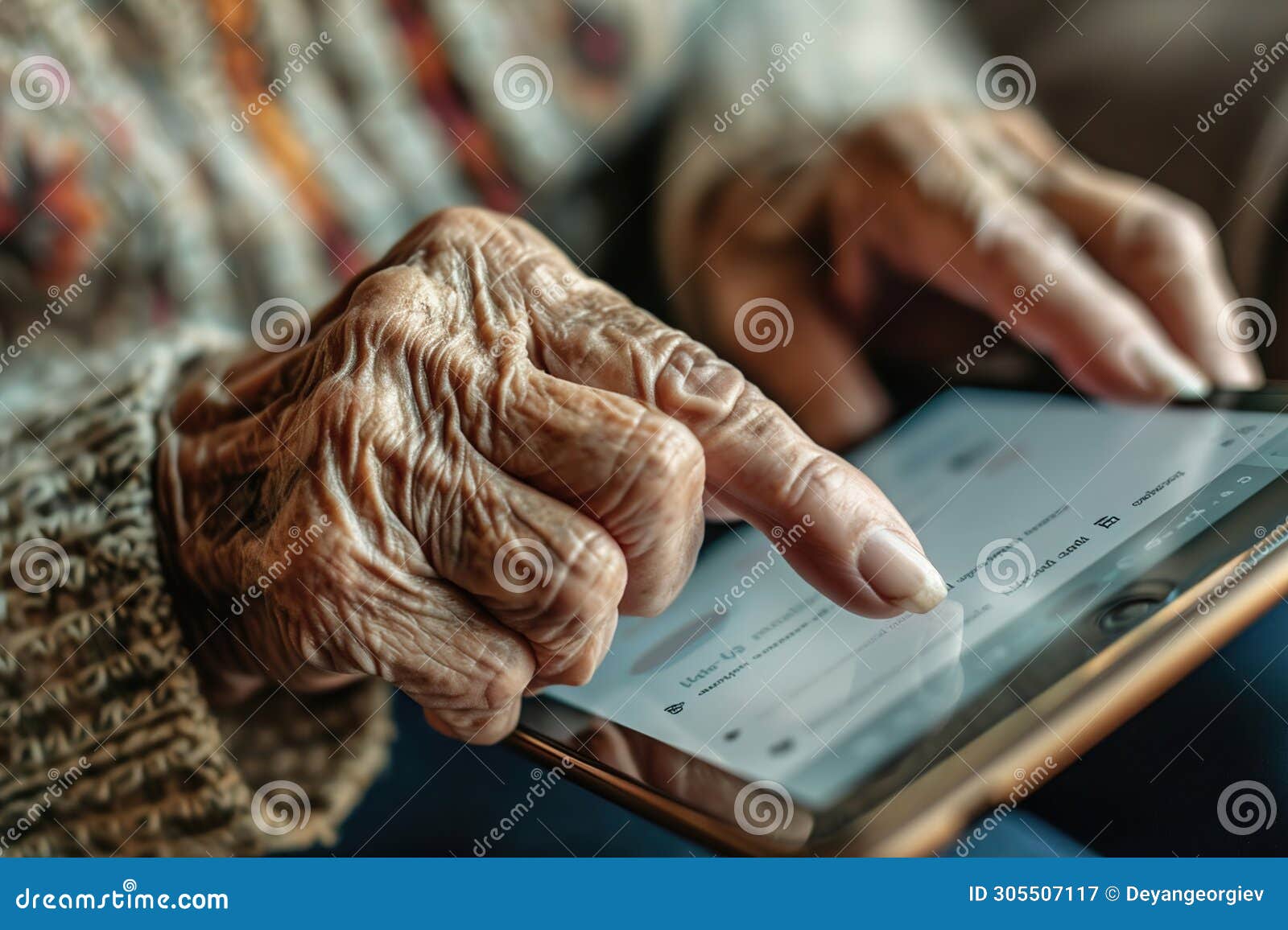 Close-ups of Elderly Hands Navigating Touchscreen Devices Stock ...
