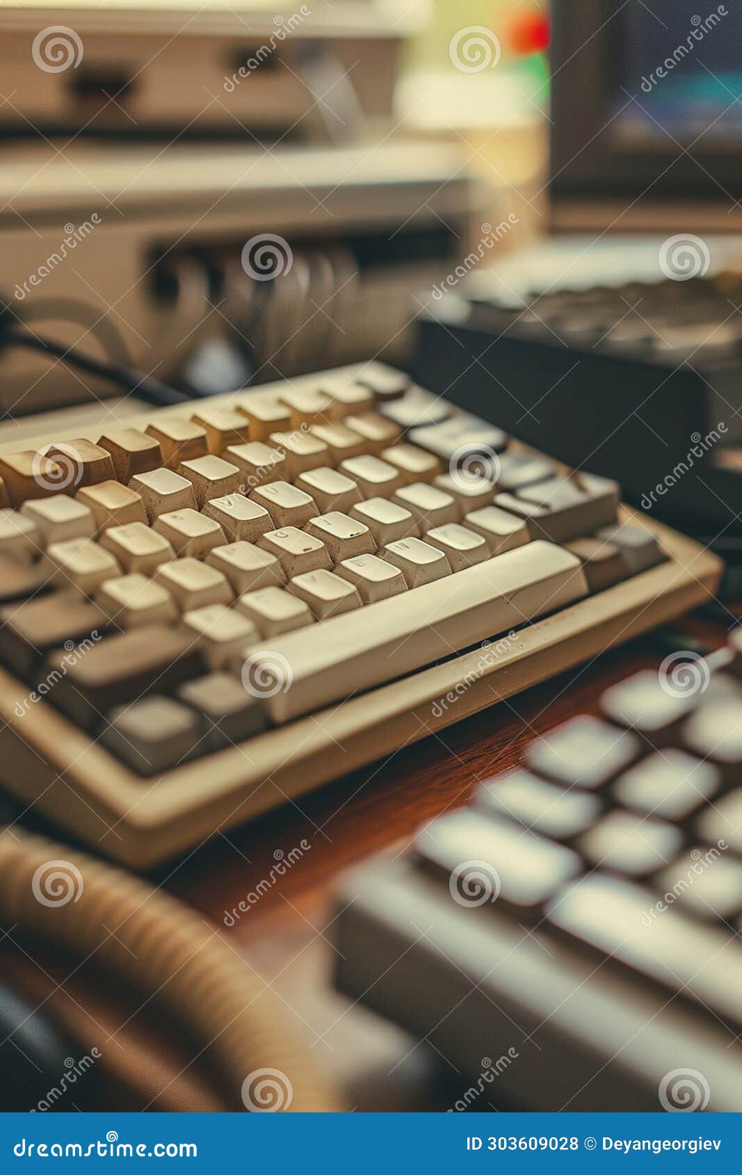 Close-ups of Retro Computer Keyboards and Mice. Vintage Technology ...