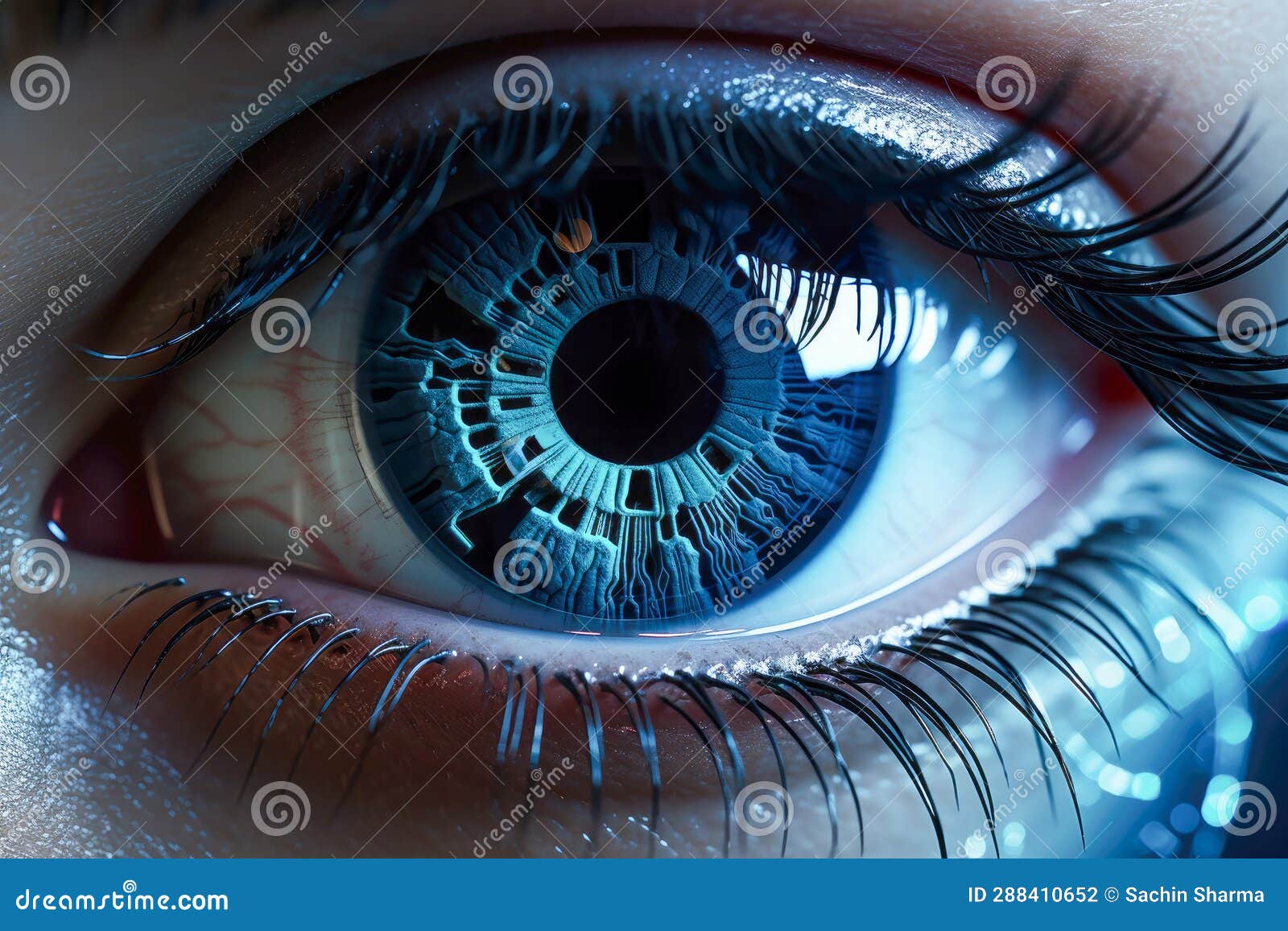 Cybernetic Eye with a High-tech Interface, Representing Vision ...
