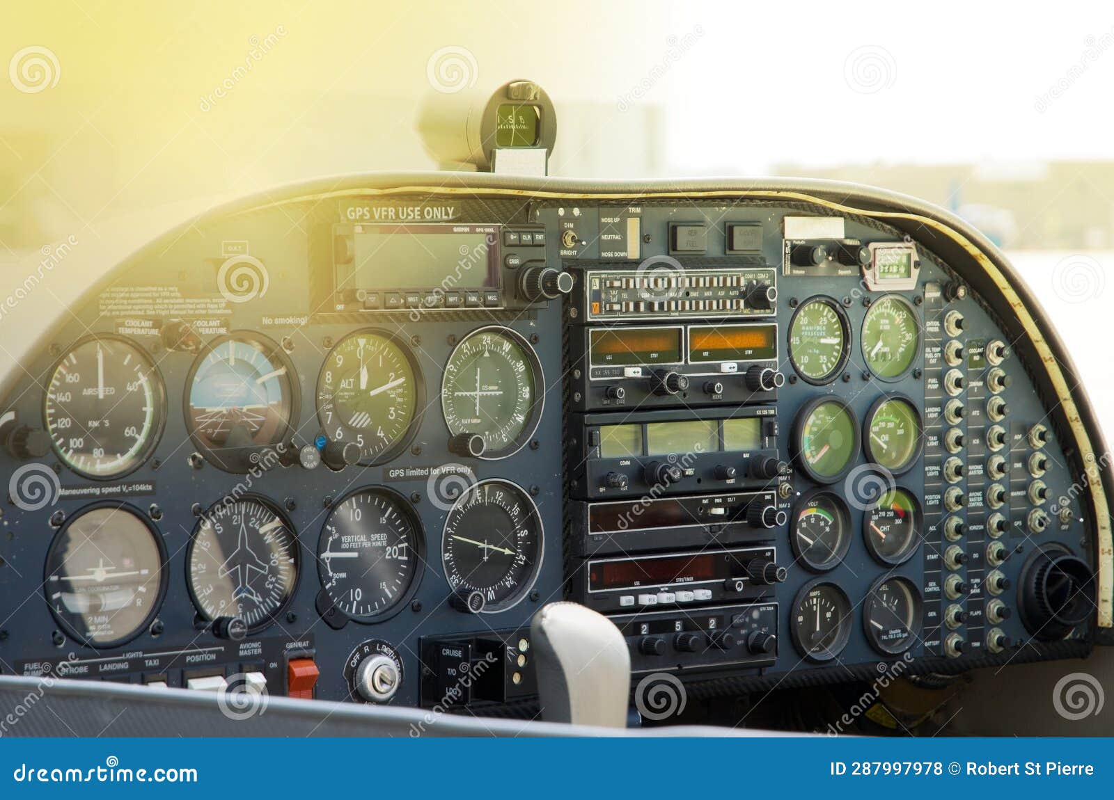 Close View of Airplane Cockpit Instruments Stock Photo - Image of ...
