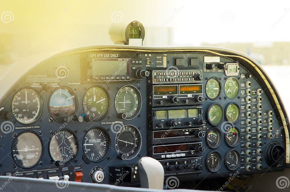 Close View of Airplane Cockpit Instruments Stock Photo - Image of ...