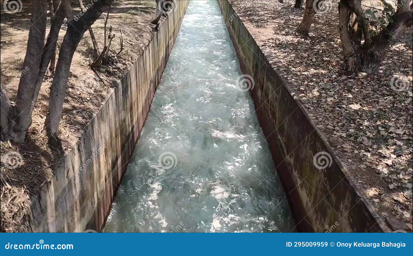 Artificial River Made of Concrete Stock Video - Video of flood ...