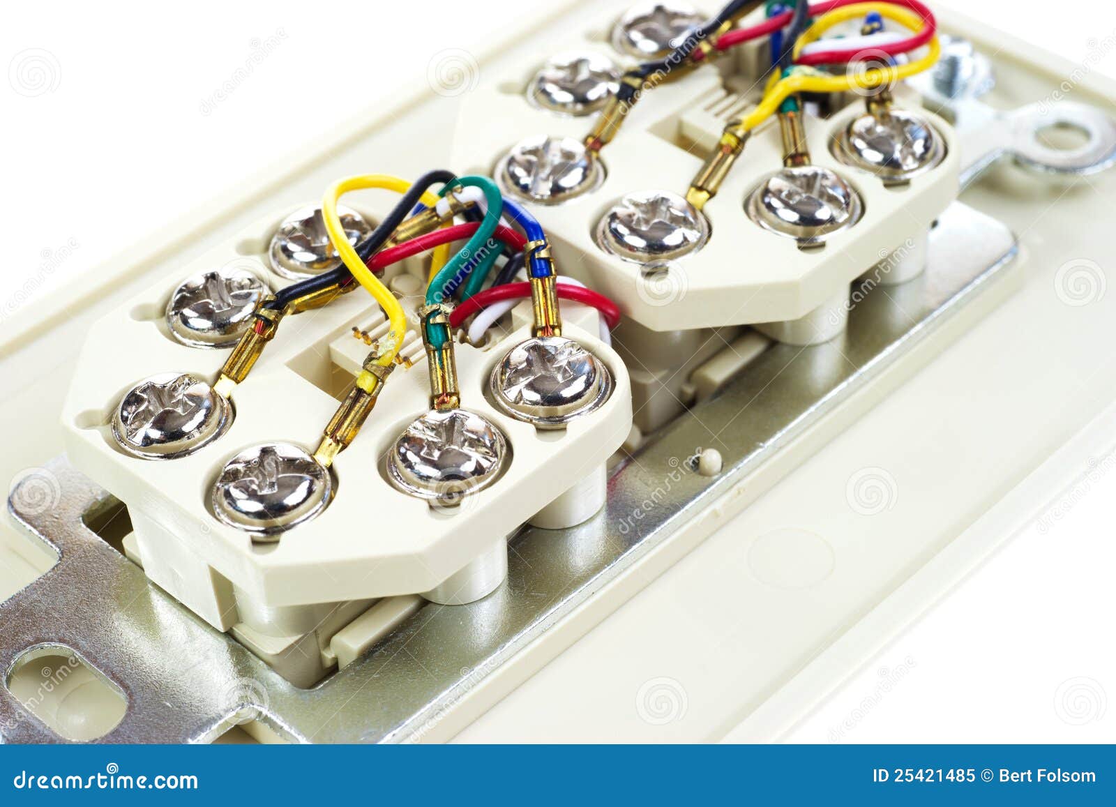 Close View Back of Dual Telephone Outlet Stock Image - Image of black ...