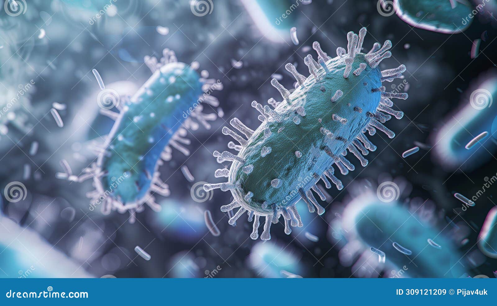 Close View of Bacteria and Virus Cells Under Microscope in Scientific ...