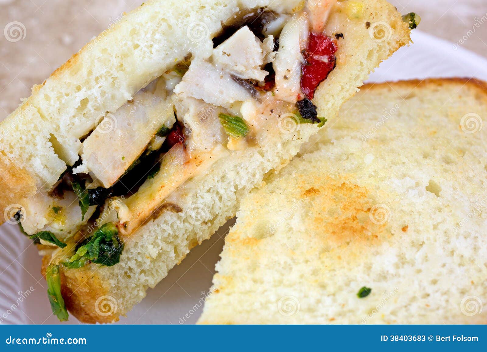 Close View of Chicken Sandwich Cut in Half Stock Image - Image of ...