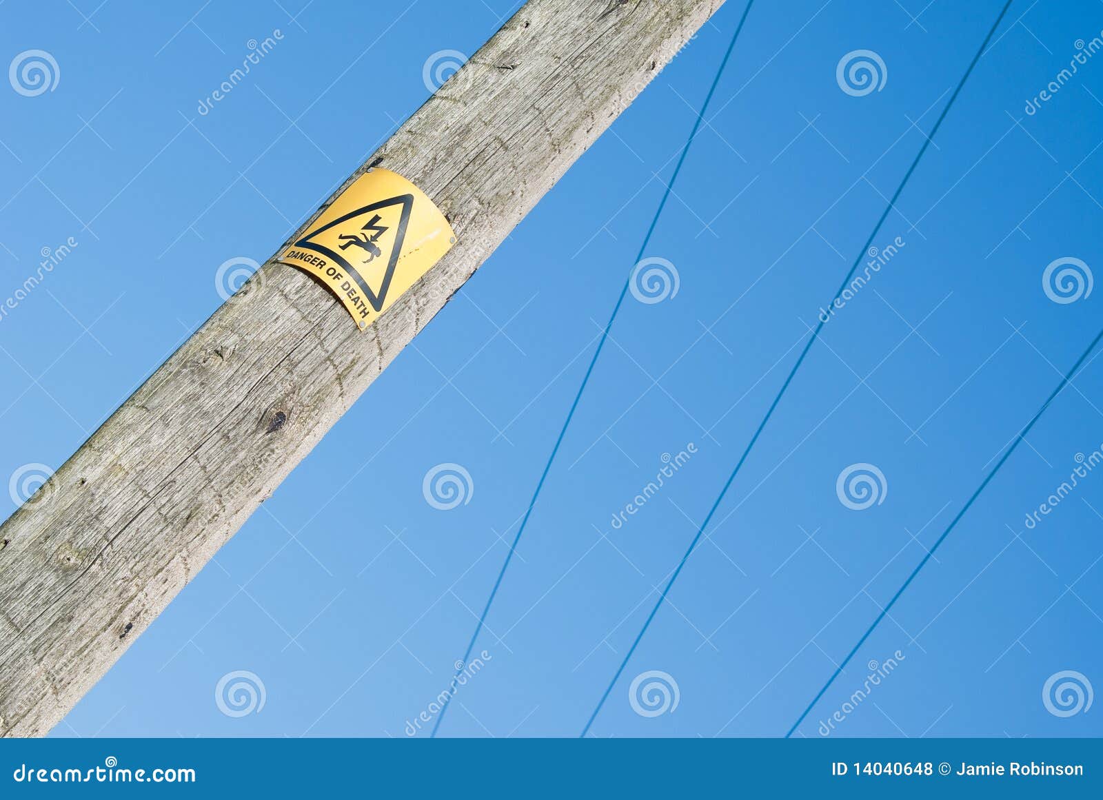 Close View of Danger Sign on Electricity Pole Stock Photo - Image of ...
