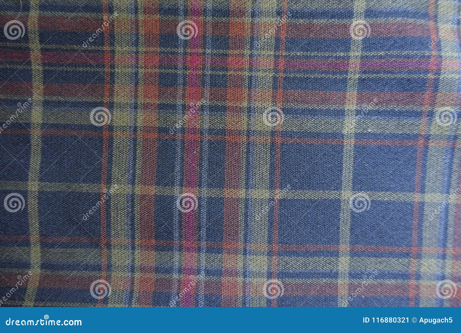 Close View of Dark Multi-colored Plaid Fabric Stock Image - Image of ...