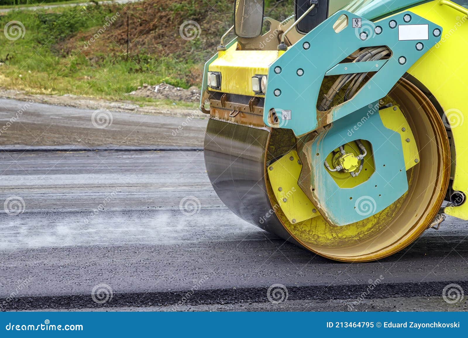 Drum Roller at the Construction Site, Working on the New Road with ...