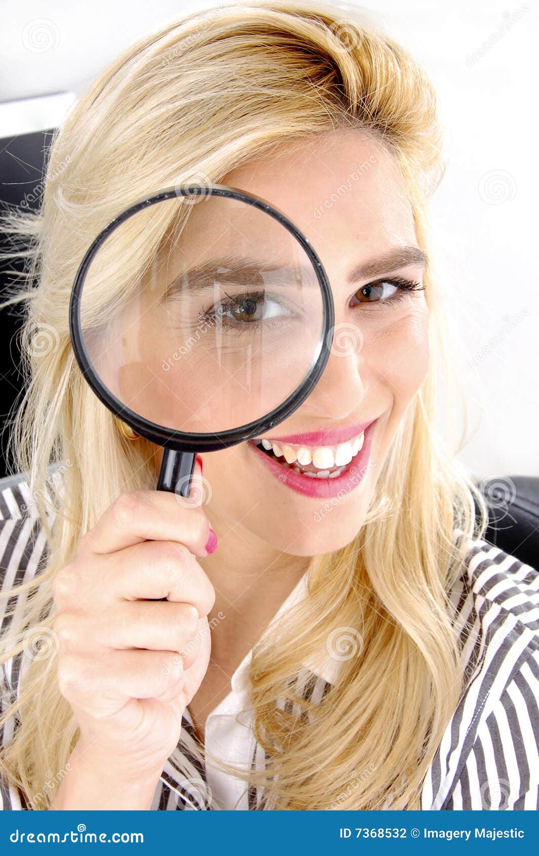 Close View of Female Looking through Lens Stock Photo - Image of client ...