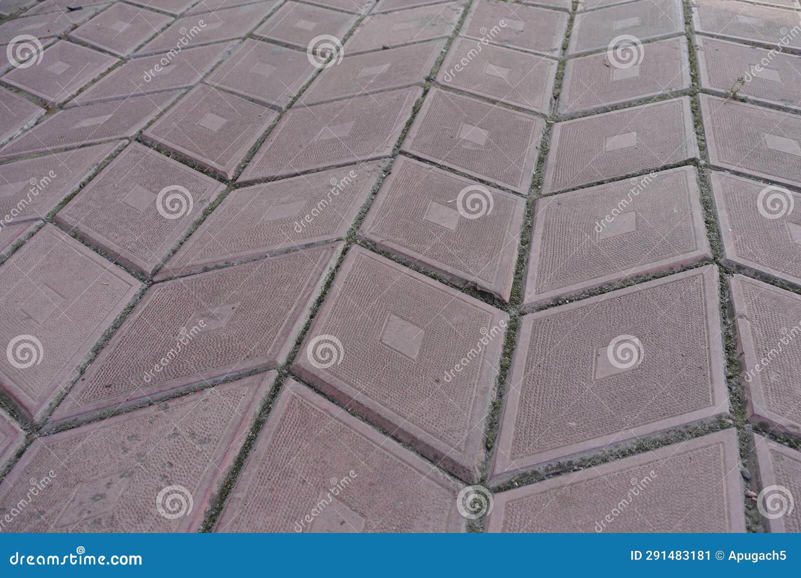 Close View of Grayish Pink Diamond-shaped Concrete Pavement with ...