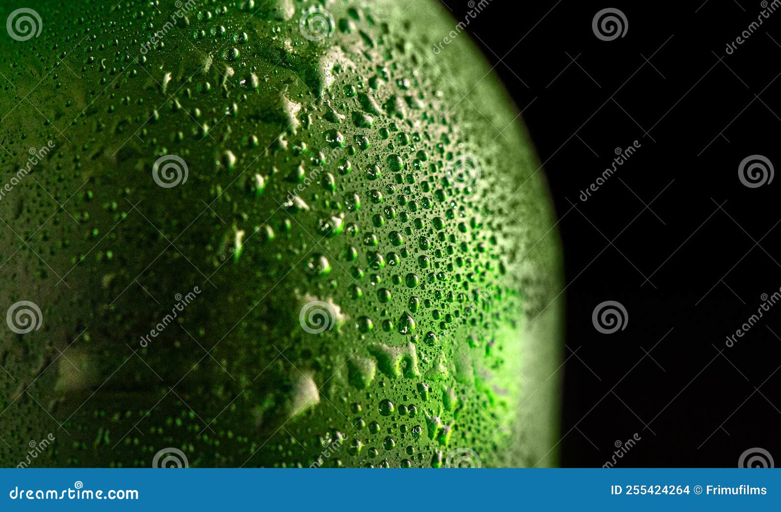 Close View of the Green Bottle with Condensate Stock Photo - Image of ...