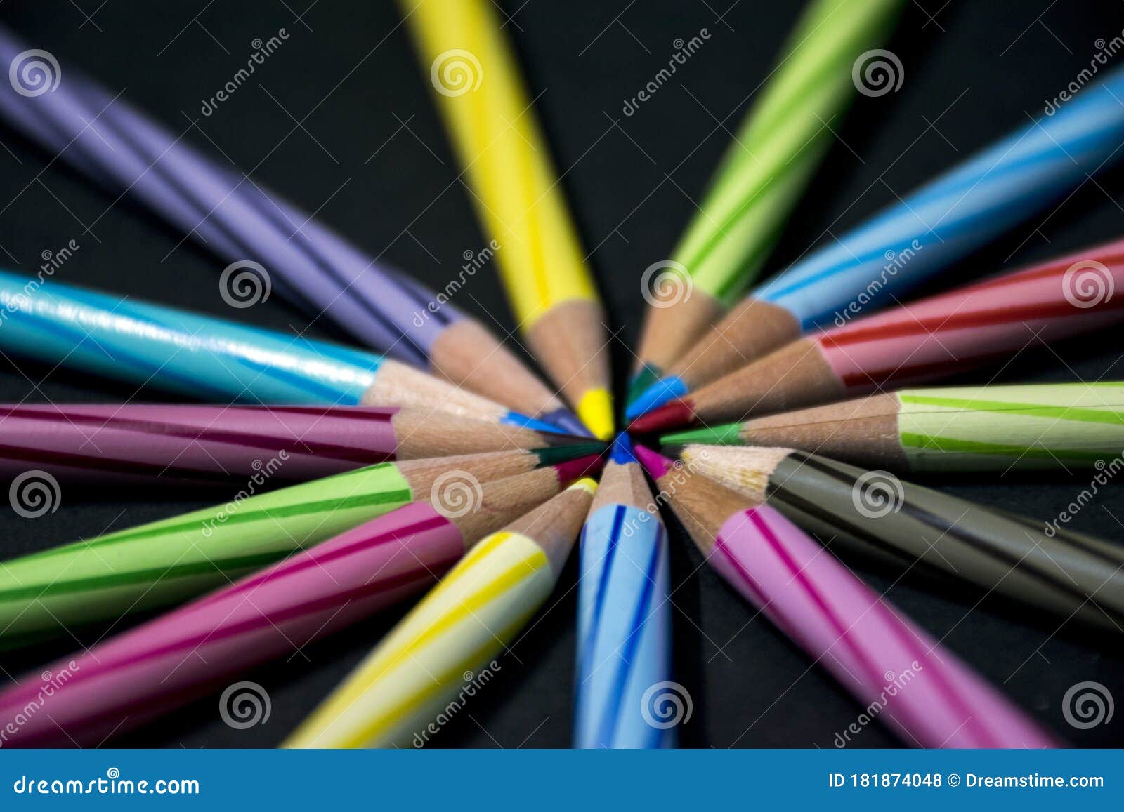 A Close View of Group of Colored Pencil in Black Background for Drawing ...