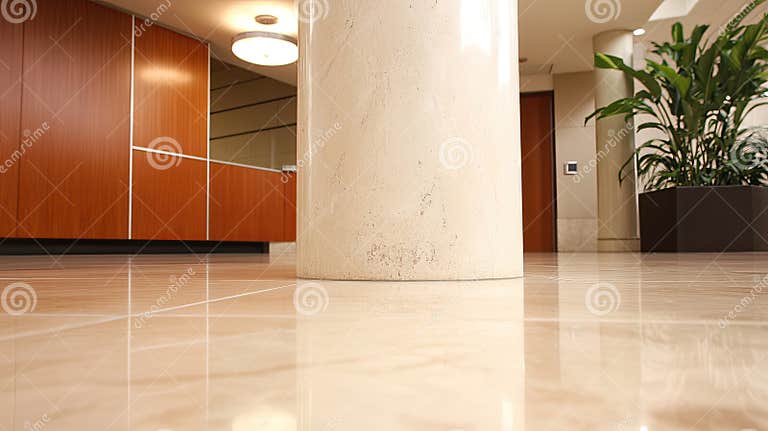 A Close View of a Marble Column in an Office Setting Highlights Its ...