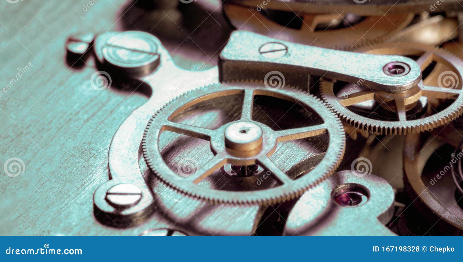 Close View of Old Clock Mechanism with Gears and Cogs Stock Photo ...