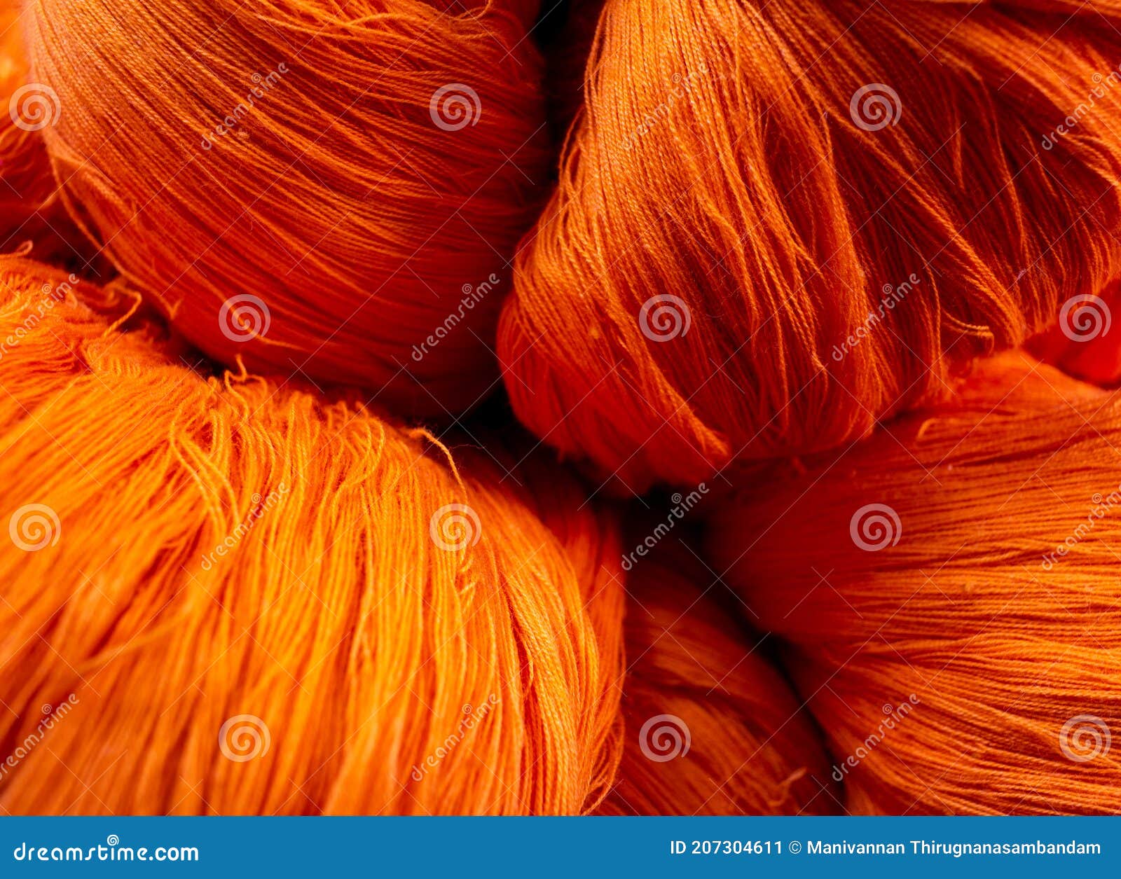 Close View of the Orange Color Thread Yarns Used in Textile Industry ...