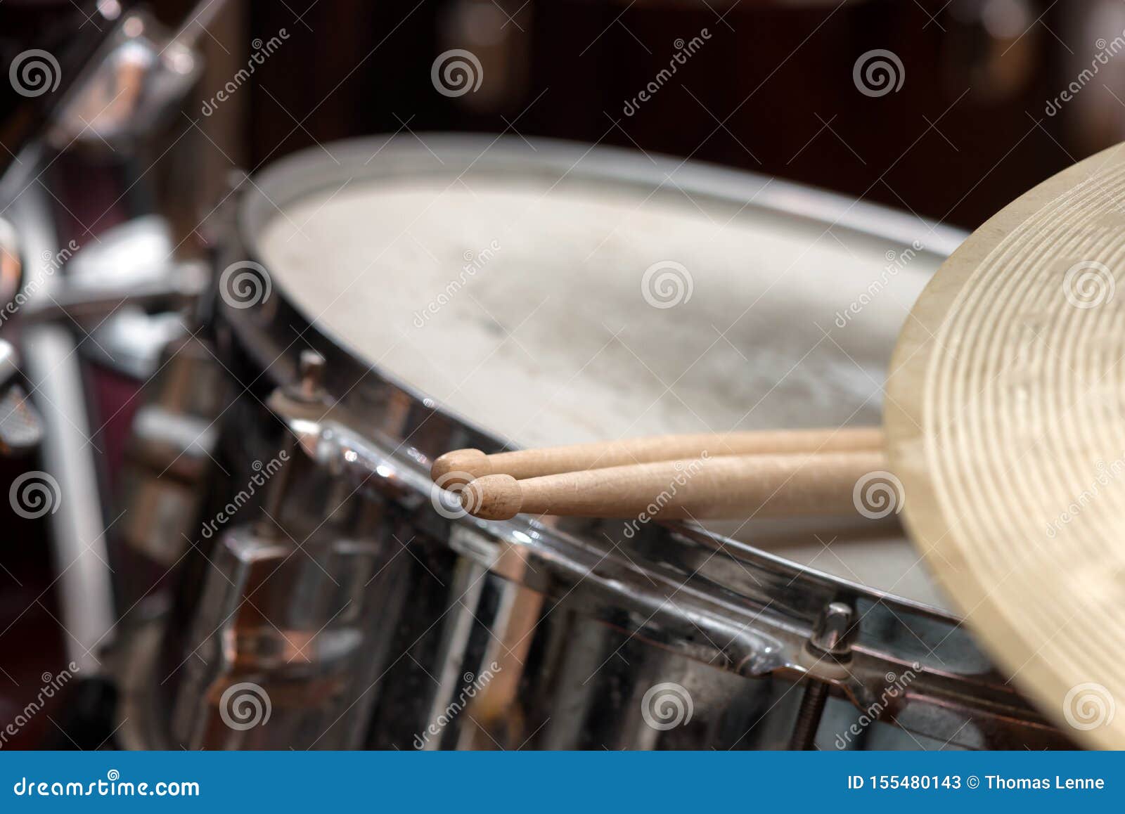 Drumstick on a snare drum stock image. Image of modern - 155480143
