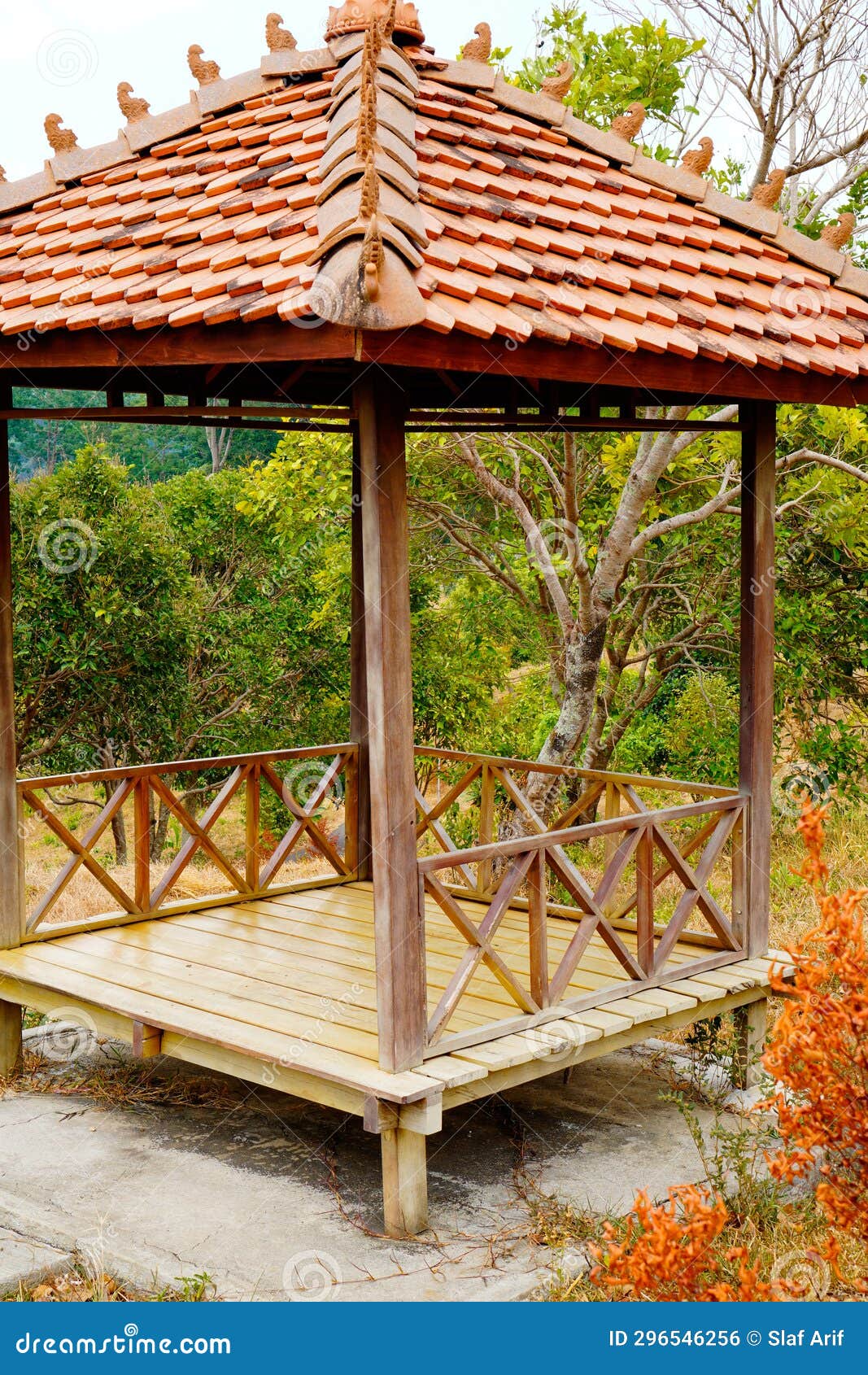 Close View of the Pavilion with the Garden in the Background Stock ...