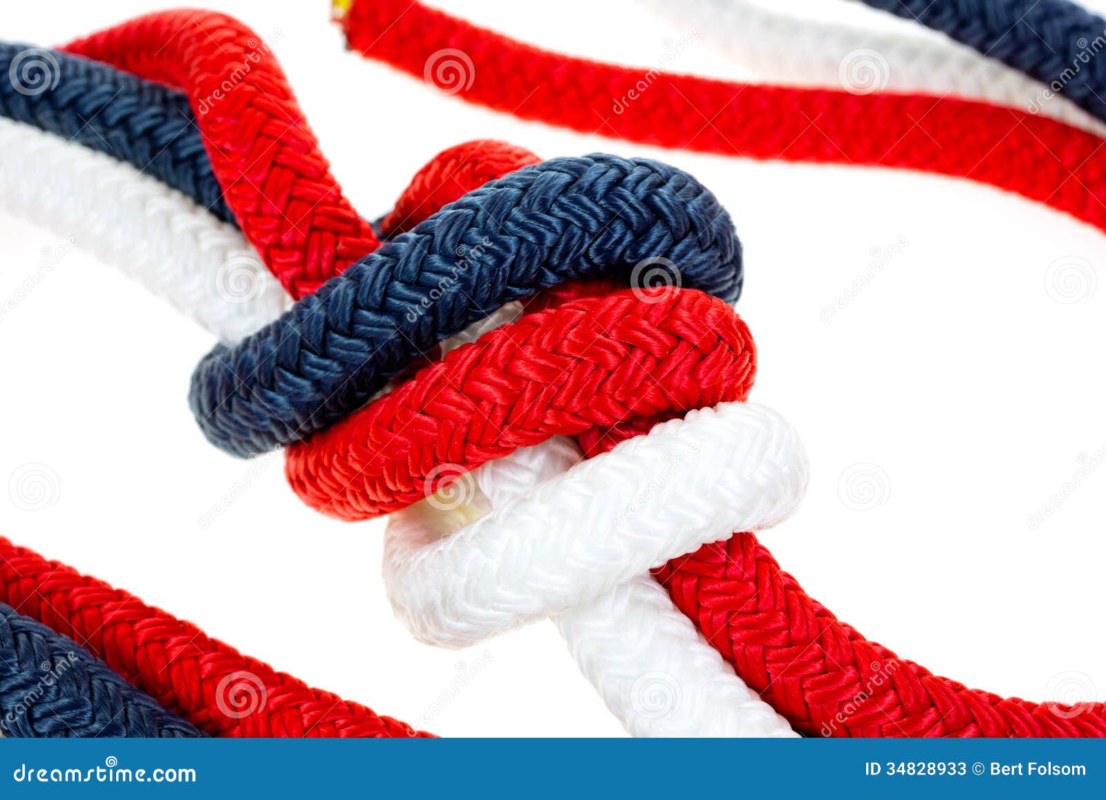 Close View of a Red White and Blue Rope Knot Stock Image - Image of ...