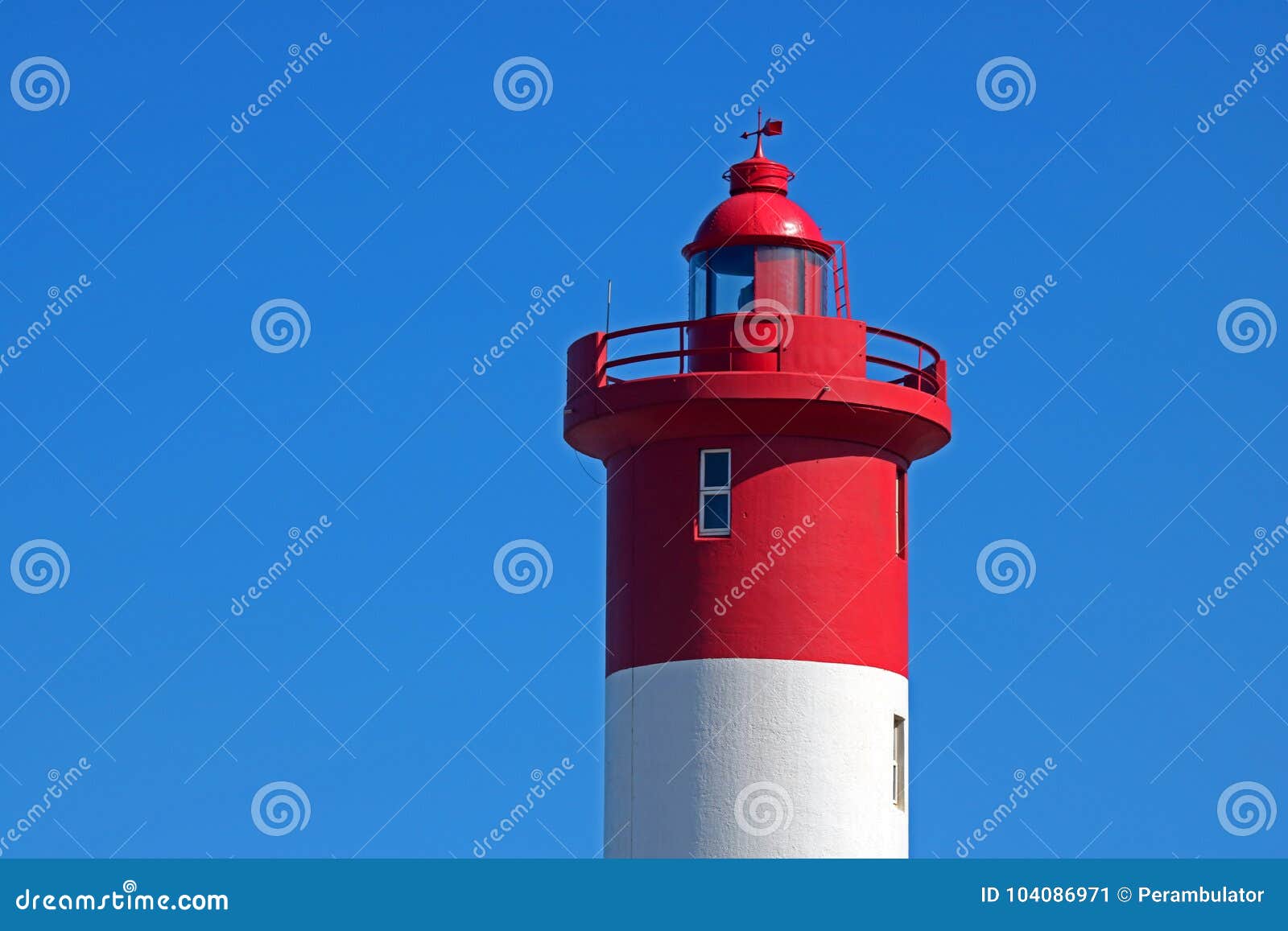 SUNLIGHT on RED and WHITE LIGHTHOUSE Stock Image - Image of banded ...