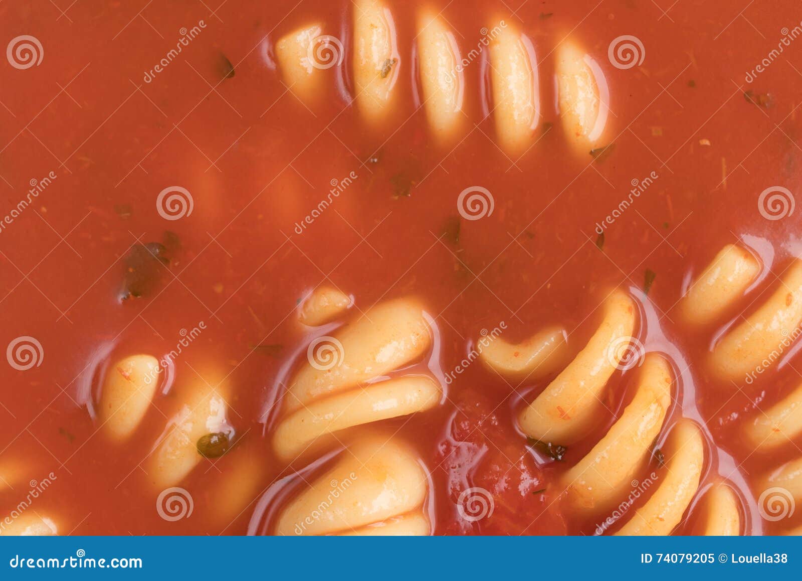 Close View of Rotini Tomato Soup Stock Image - Image of diet, yellow ...
