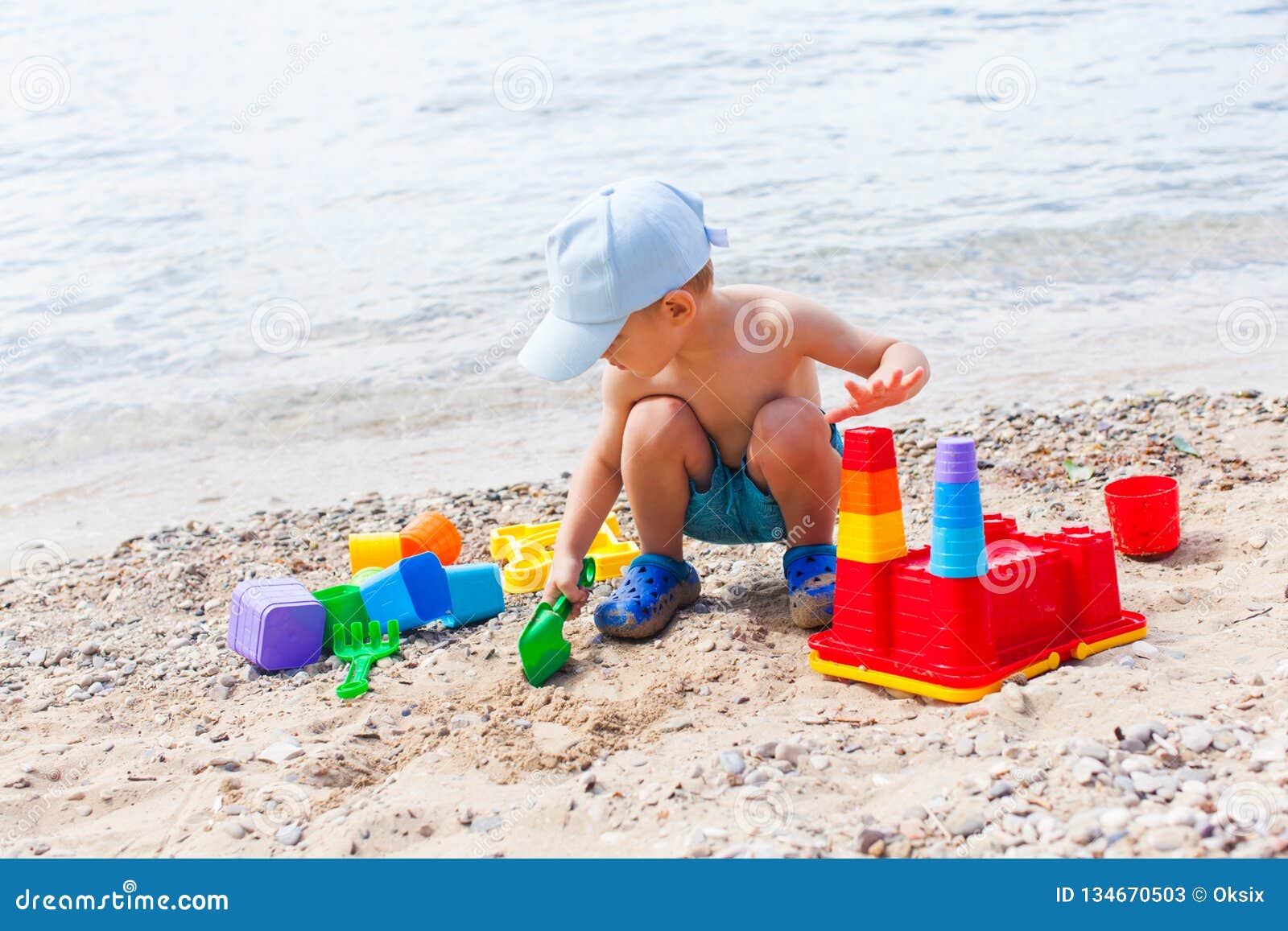 Close View of Small Boy Having Fun on a Sandy Beach Stock Image - Image ...