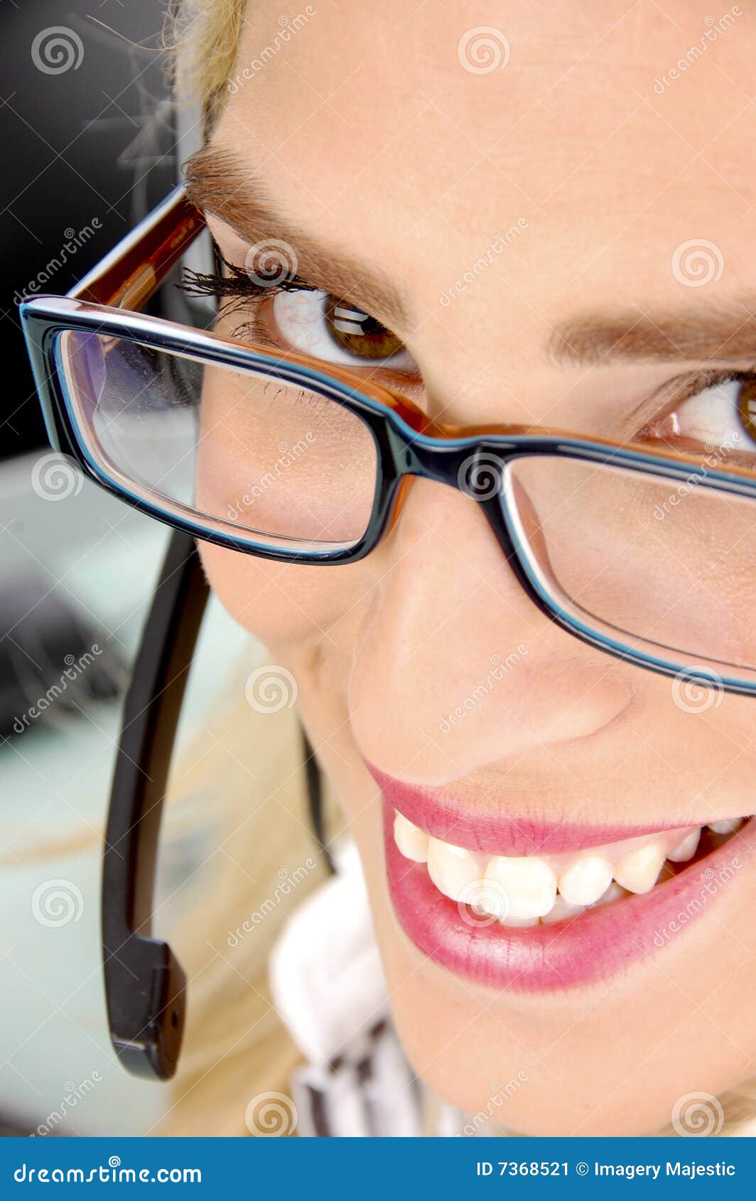 Close View of Smiling Customer Care Provider Stock Image - Image of ...