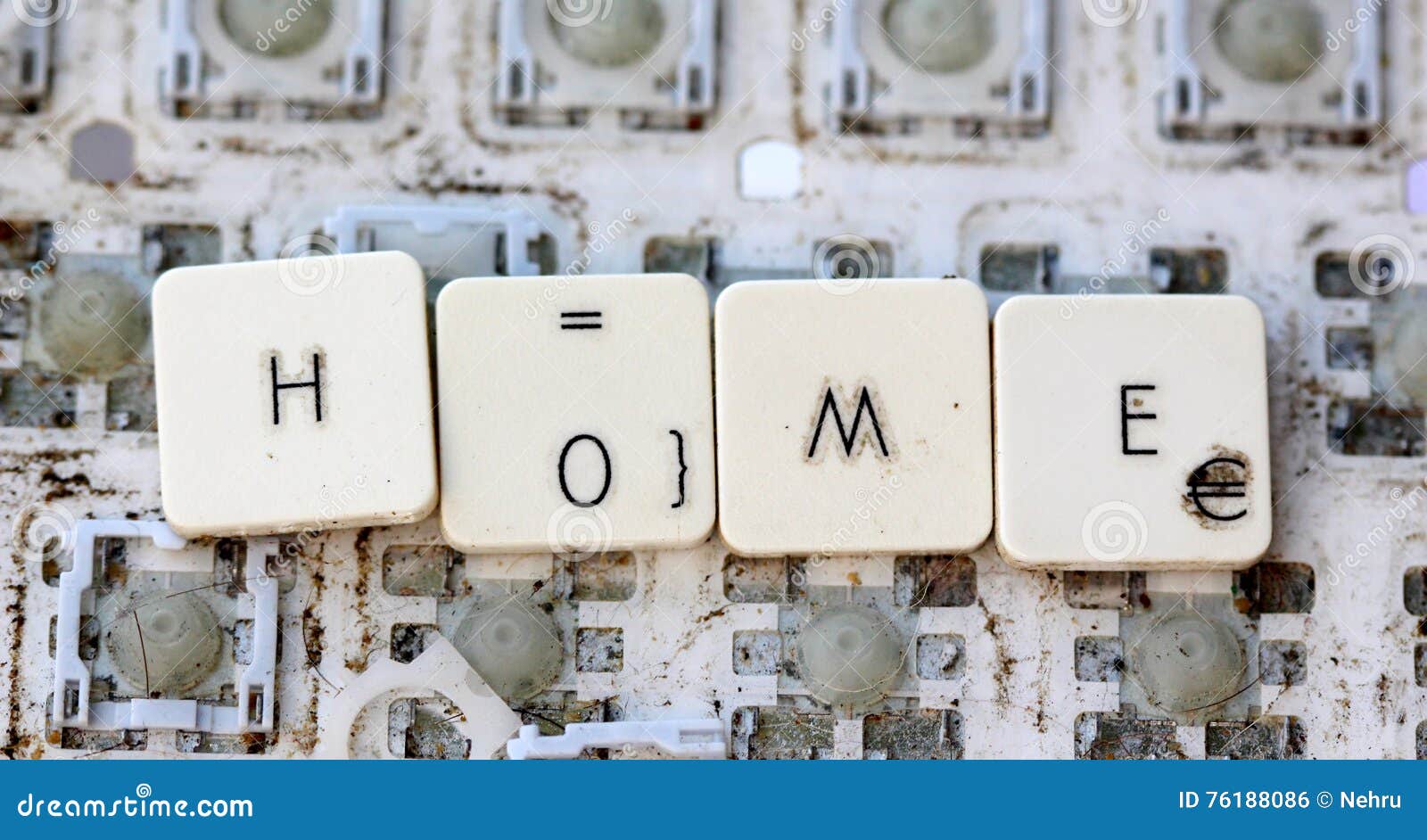 A Close View of Some Keys on a Dirty, Yellowed Keyboard. Stock Photo ...