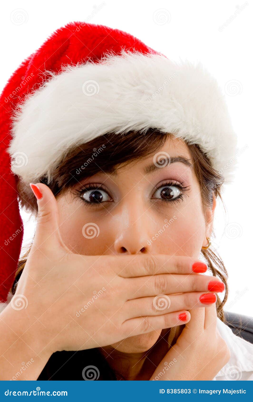 Close View of Surprised Christmas Woman Stock Image - Image of concept ...