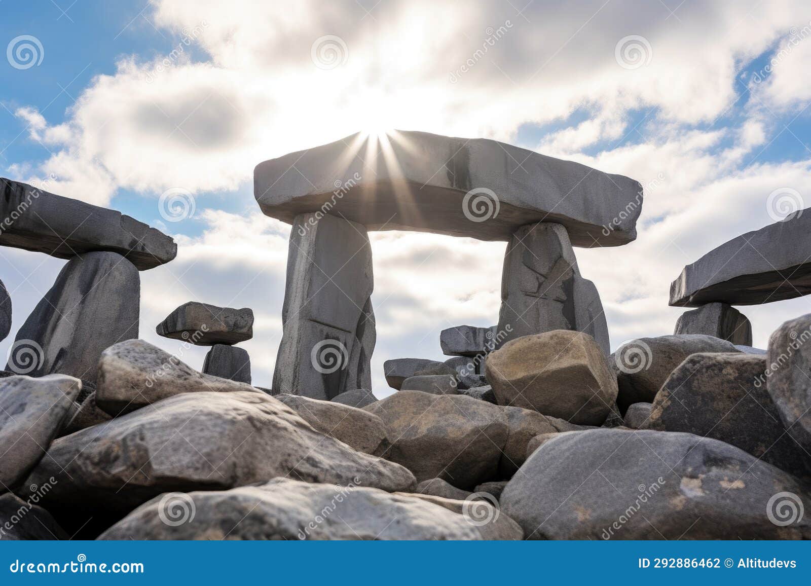 Close View of a Telltale Inuit Inukshuk Stone Structure Under Open Sky ...