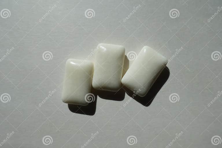 Close View of Three White Pieces of Chewing Gum Stock Photo - Image of ...