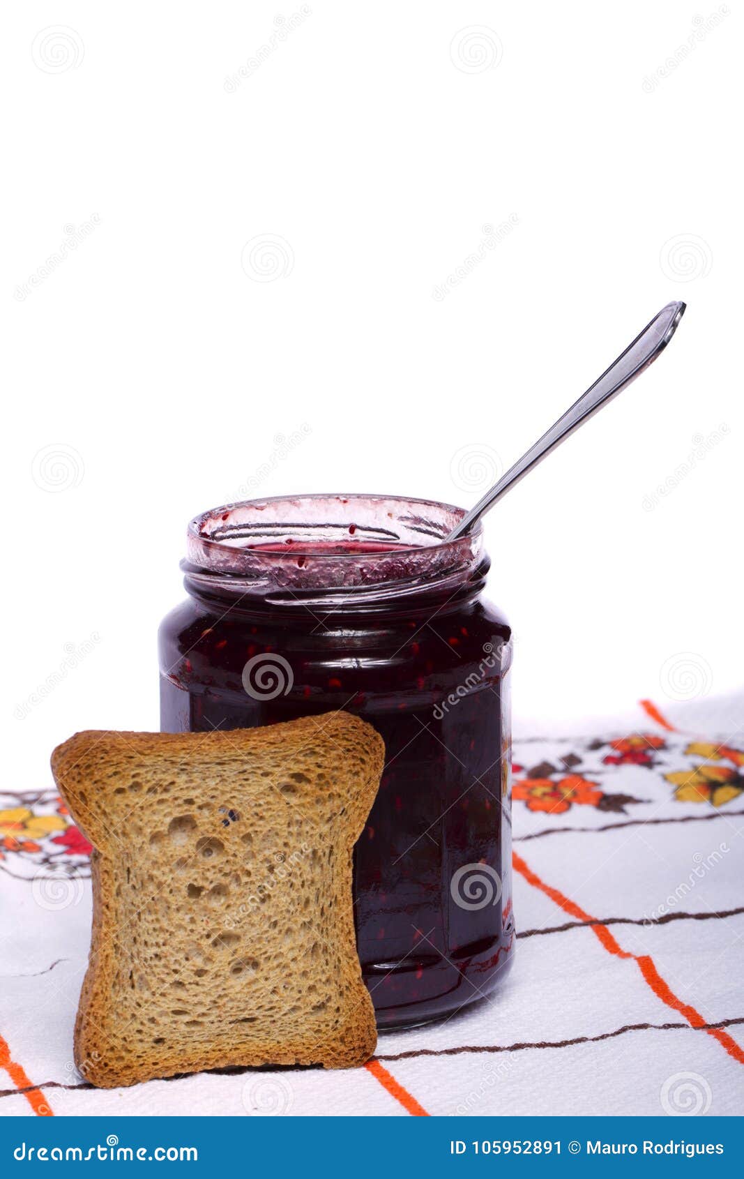 Toasted bread with jam stock image. Image of cloth, freshness - 105952891