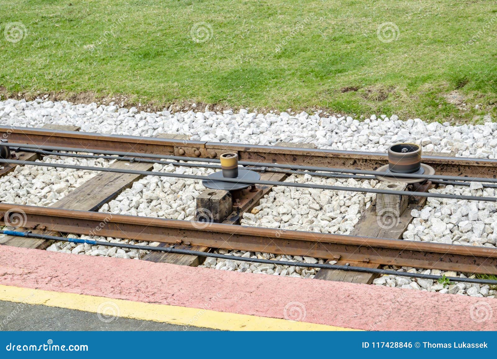 Close View of Tram Rail Tracks Showing the Cable System Which Pulls the ...