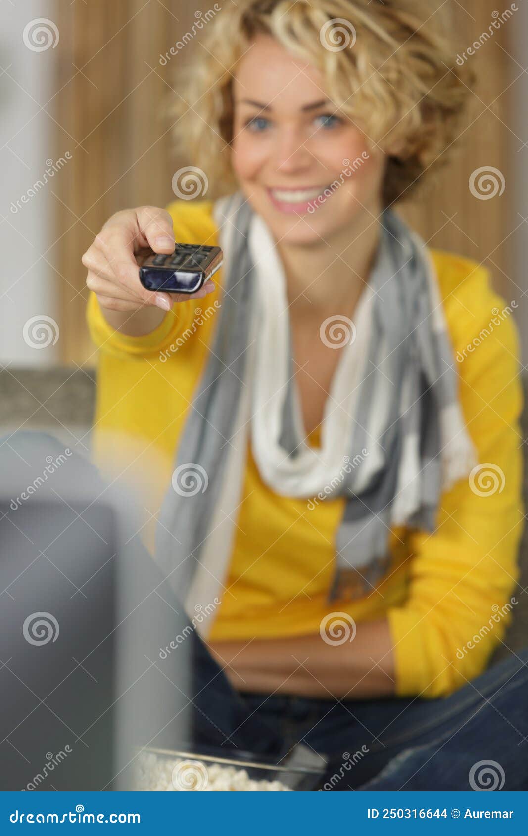 Close View Woman Using Remote Control Stock Photo - Image of control ...