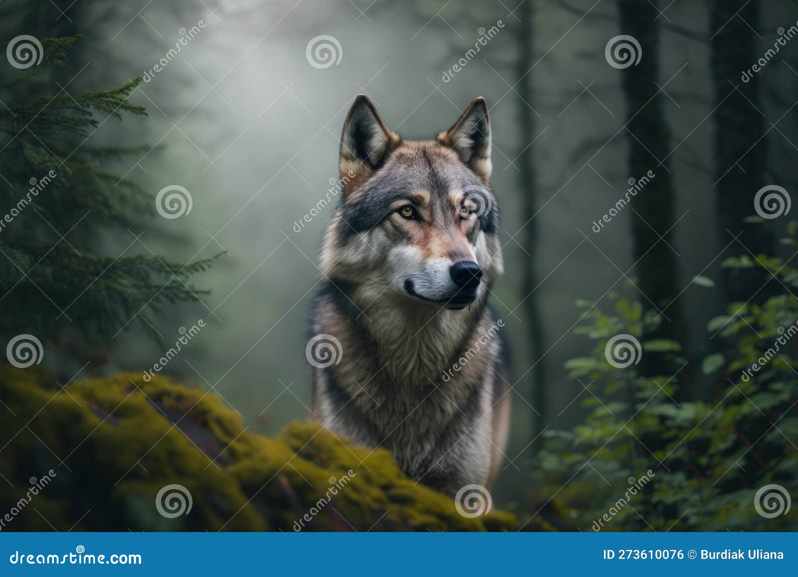 Close Wild Wolf in Nature Habitat. Generative AI Stock Illustration ...