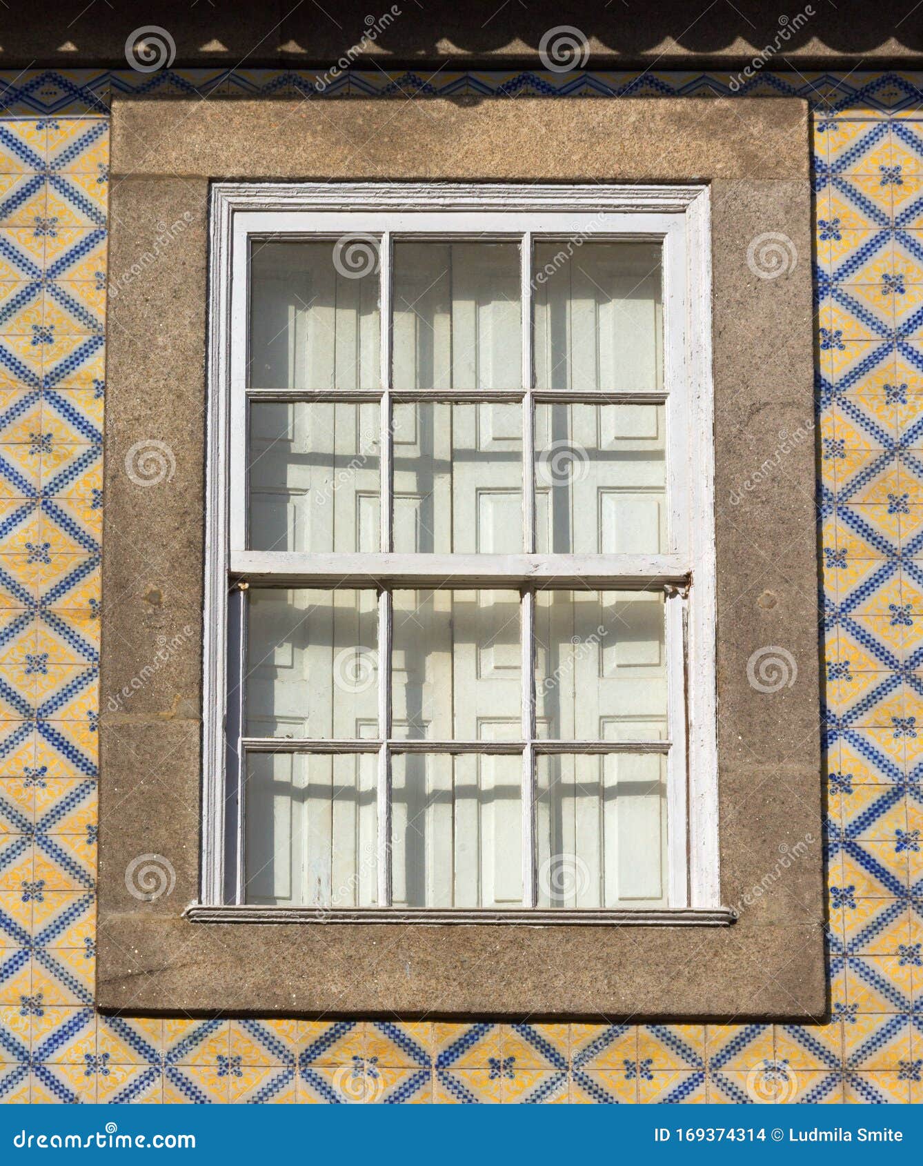Close Up Window With Iron Bar Grill In Stone Wall, Stained Glass Window ...