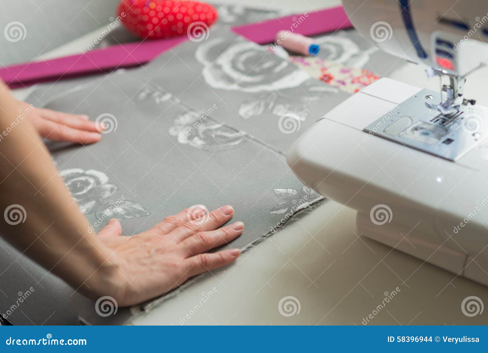 Close woman hands sewing stock photo. Image of human - 58396944