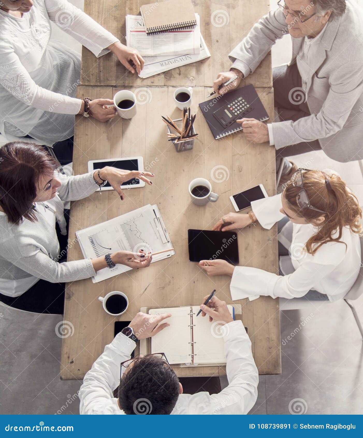 Close Working Table with Workers Stock Image - Image of business, team ...