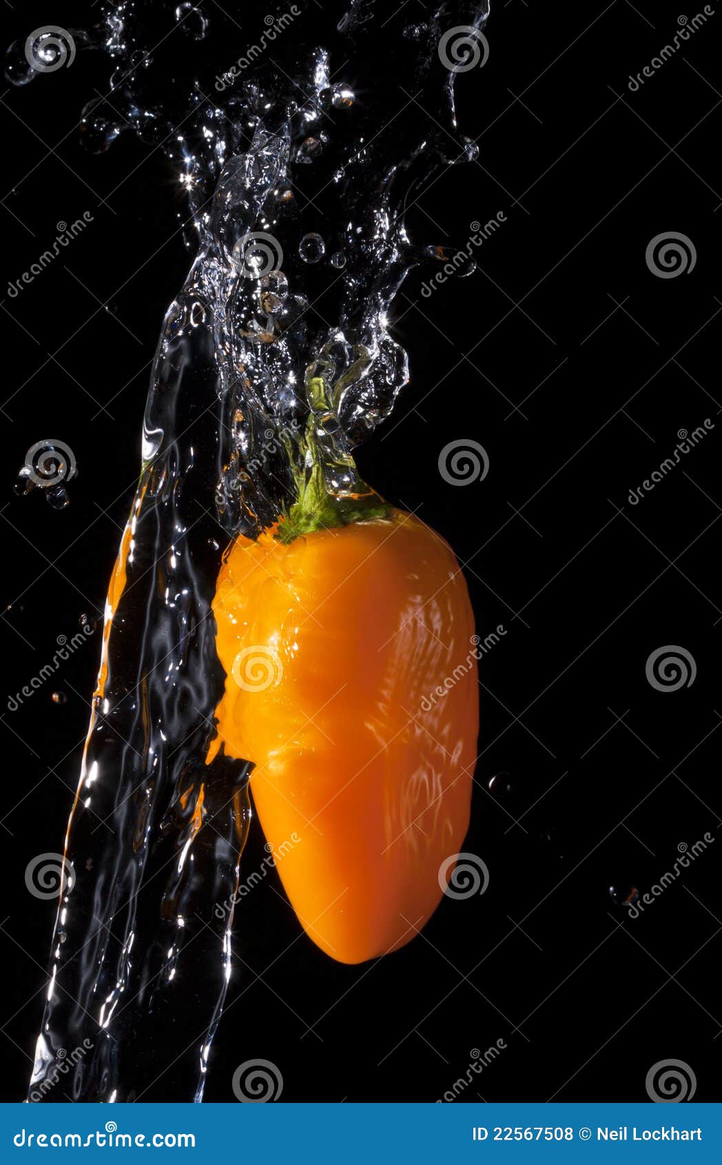 Close Yellow Pepper Splash stock photo. Image of spicy - 22567508