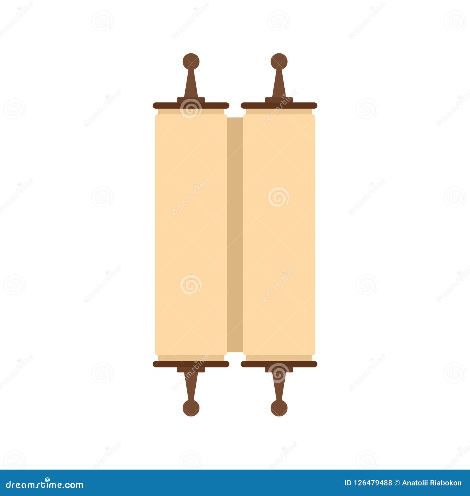 Closed Ancient Rolled Papyrus Icon, Flat Style Stock Vector ...