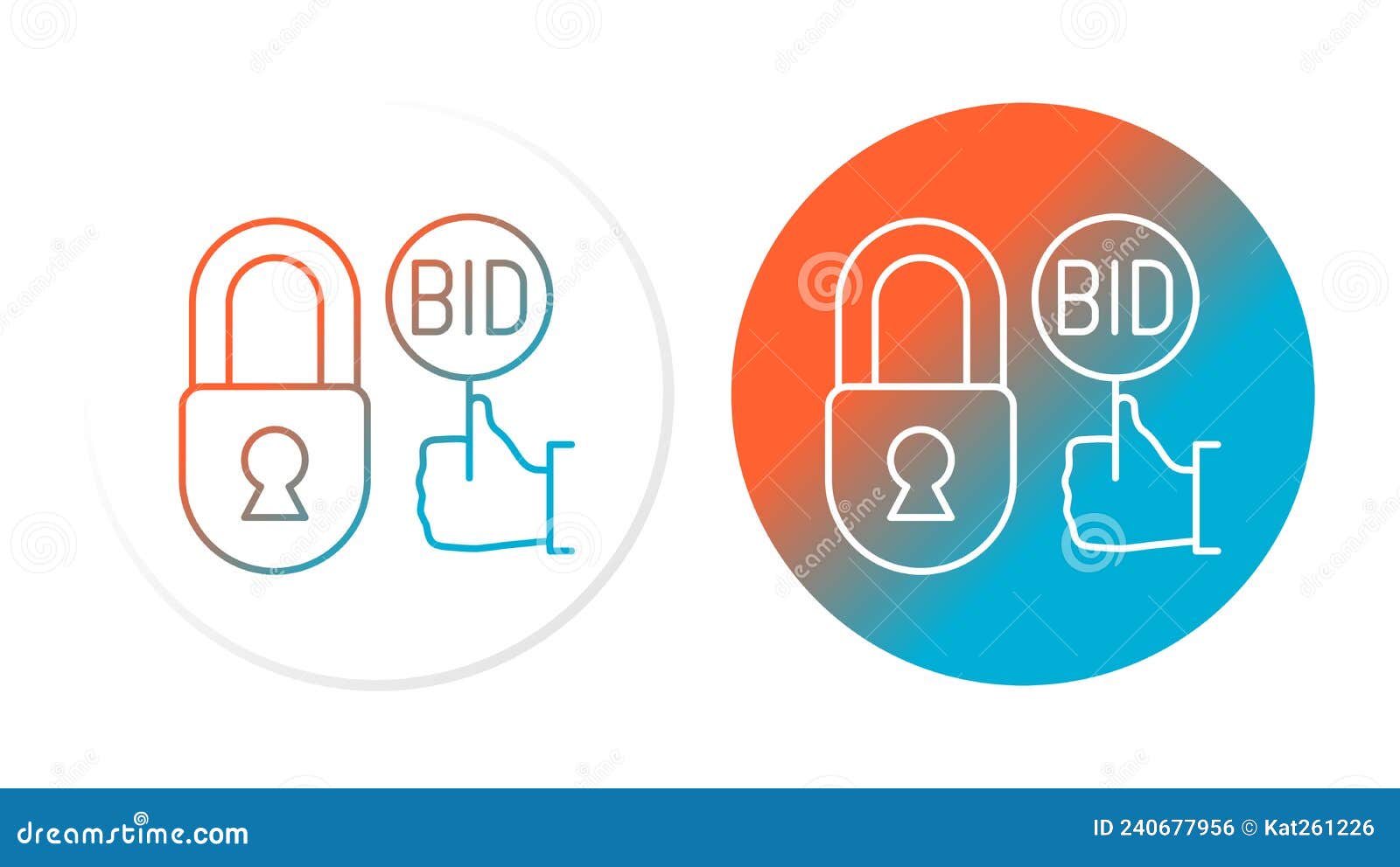 Closed Auction. Two Icons for Web Design Stock Illustration ...