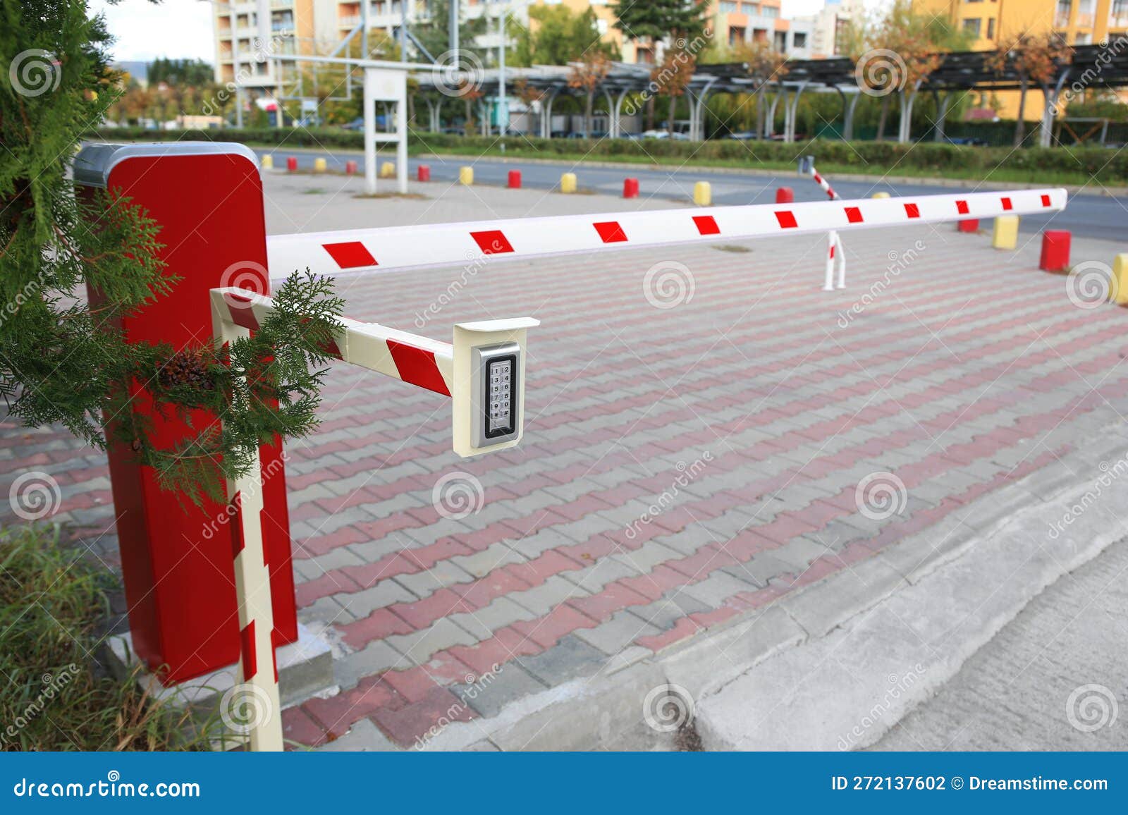 Closed Automatic Boom Barrier with Control Panel Outdoors Stock Photo ...