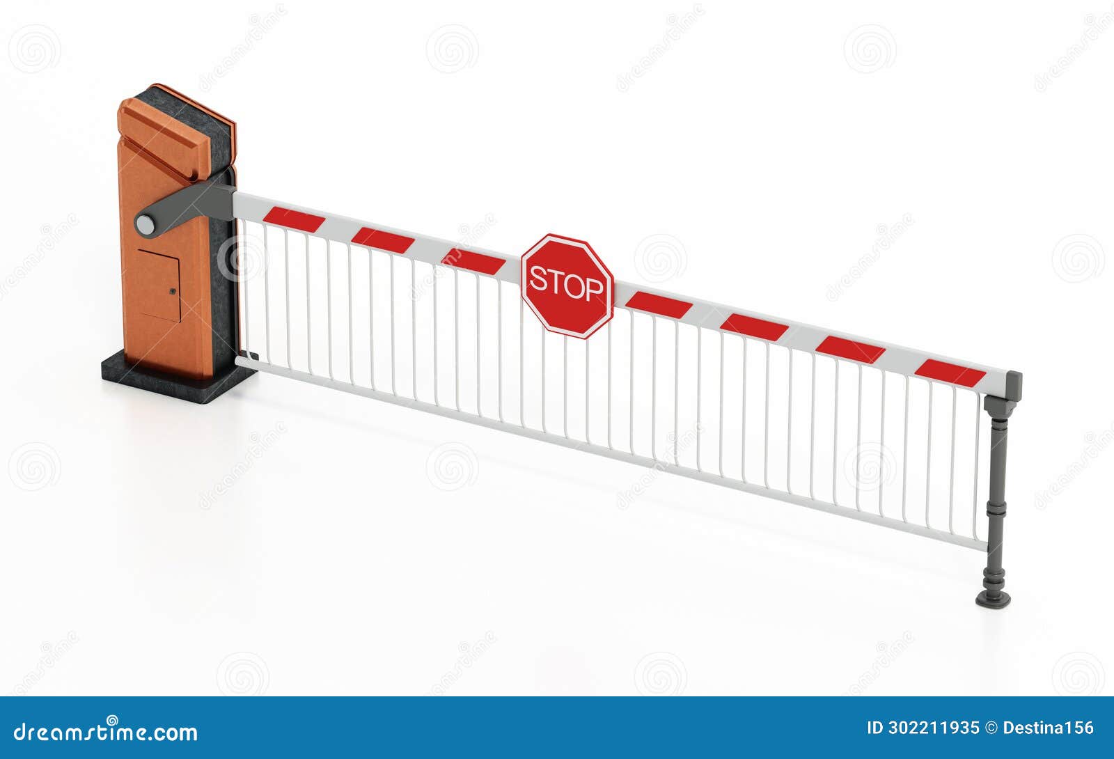 Closed Automatic Car Barrier System Isolated on White Background. 3D ...