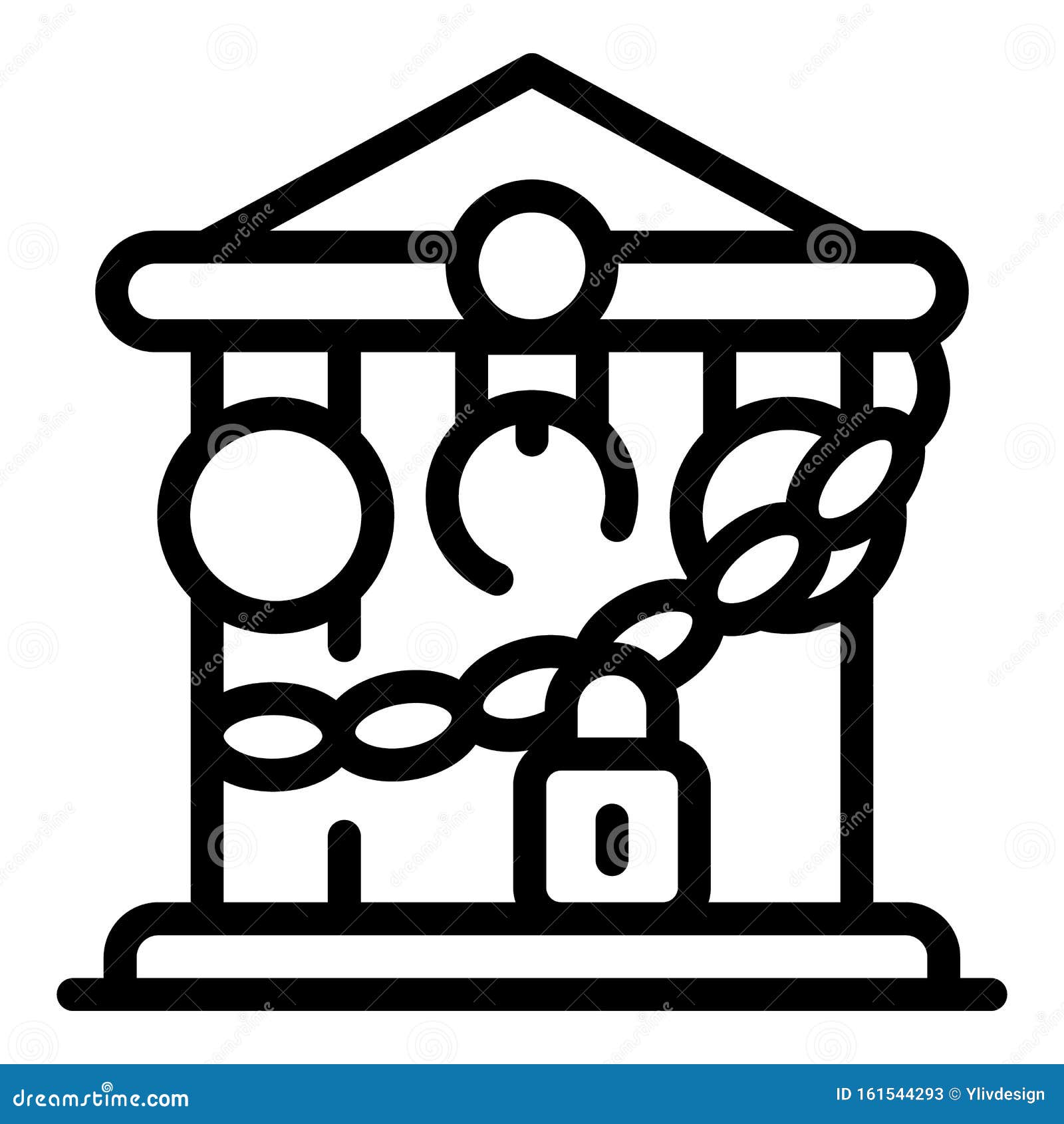 Closed Bank Building Icon, Outline Style Stock Vector - Illustration of ...