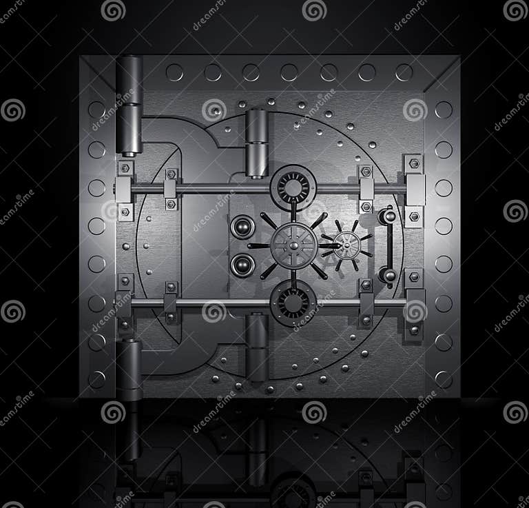 Closed Bank Vault, 3D Render Stock Illustration - Illustration of three ...